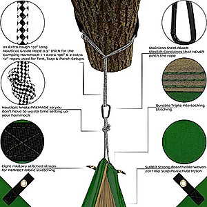 Lazy Monk 2 Person Hammock w/ Tree Straps | Portable Foldable Parachute Double Hamock Outdoor, Travel, Camping | Hamaca para dos | Complete Two People Couple Patio Backyard Outside Hanging Swing Amaca