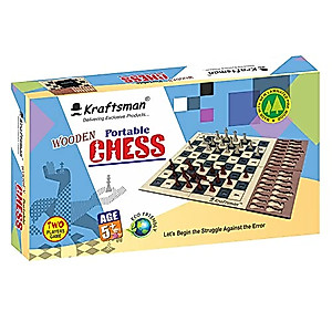 MilesMagic Wooden Portable Chess Board Set | Professional Pieces with Splittable Tray and Storage Bag | Traveller Chess Game for Age Groups (11.5x11.5 Inches)