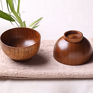 Cospring Handmade Wood Bowl, Mug, for Rice, Soup, Dip, Coffee, Tea, Decoration (4PCS Jujube Bowls, M: 4.5'' Dia x 2.6'' High)