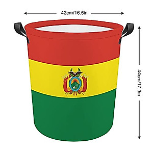 Bolivia Flag Foldable Laundry Basket Waterproof Hamper Storage Bin Bag with Handle 16.5"x 16.5"x 17"