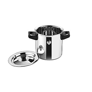 Butterfly Stainless Steel Premium Milk Pot Milk Boiler Milk Cooker Double Wall with Whistle and Funnel, 1 Litre, Silver