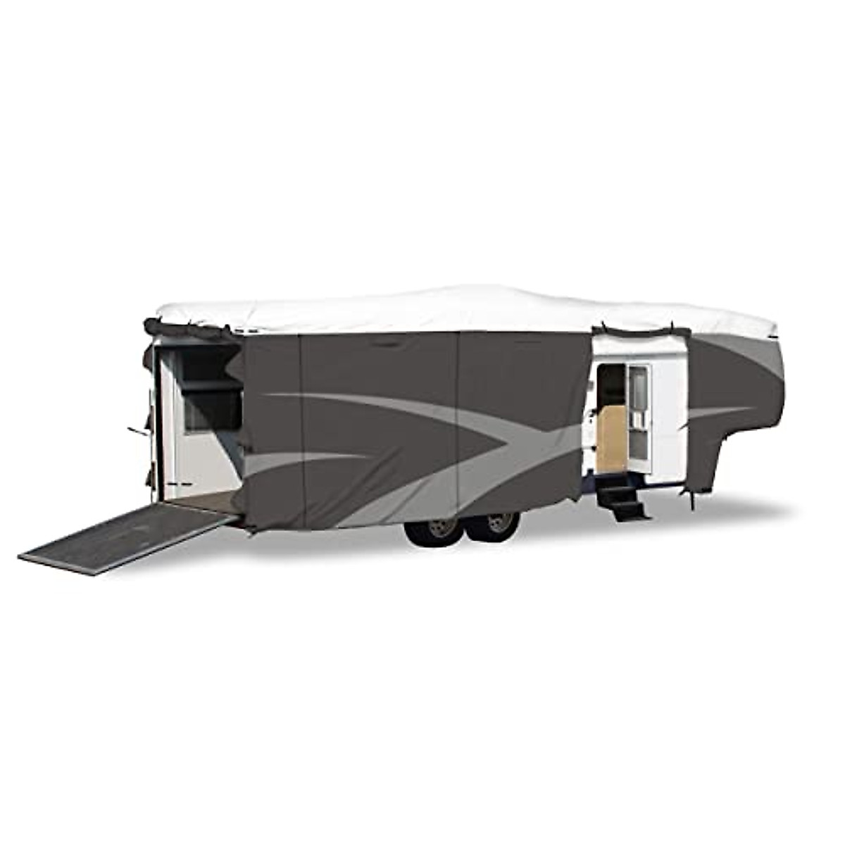 ADCO 36858 Designer Series Olefin HD Fifth Wheel Trailer Cover 40' 1" - 43', Gray/White