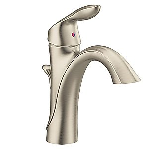 Moen Eva Brushed Nickel One-Handle High Arc Bathroom Faucet, 6400BN