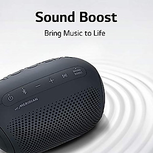 LG XBOOM Go Speaker PL2 Jellybean Portable Wireless Bluetooth, Big Bass, Sound by Meridian, Water-Resistant, Sound Boost EQ, 10 Hour Battery Life - Black