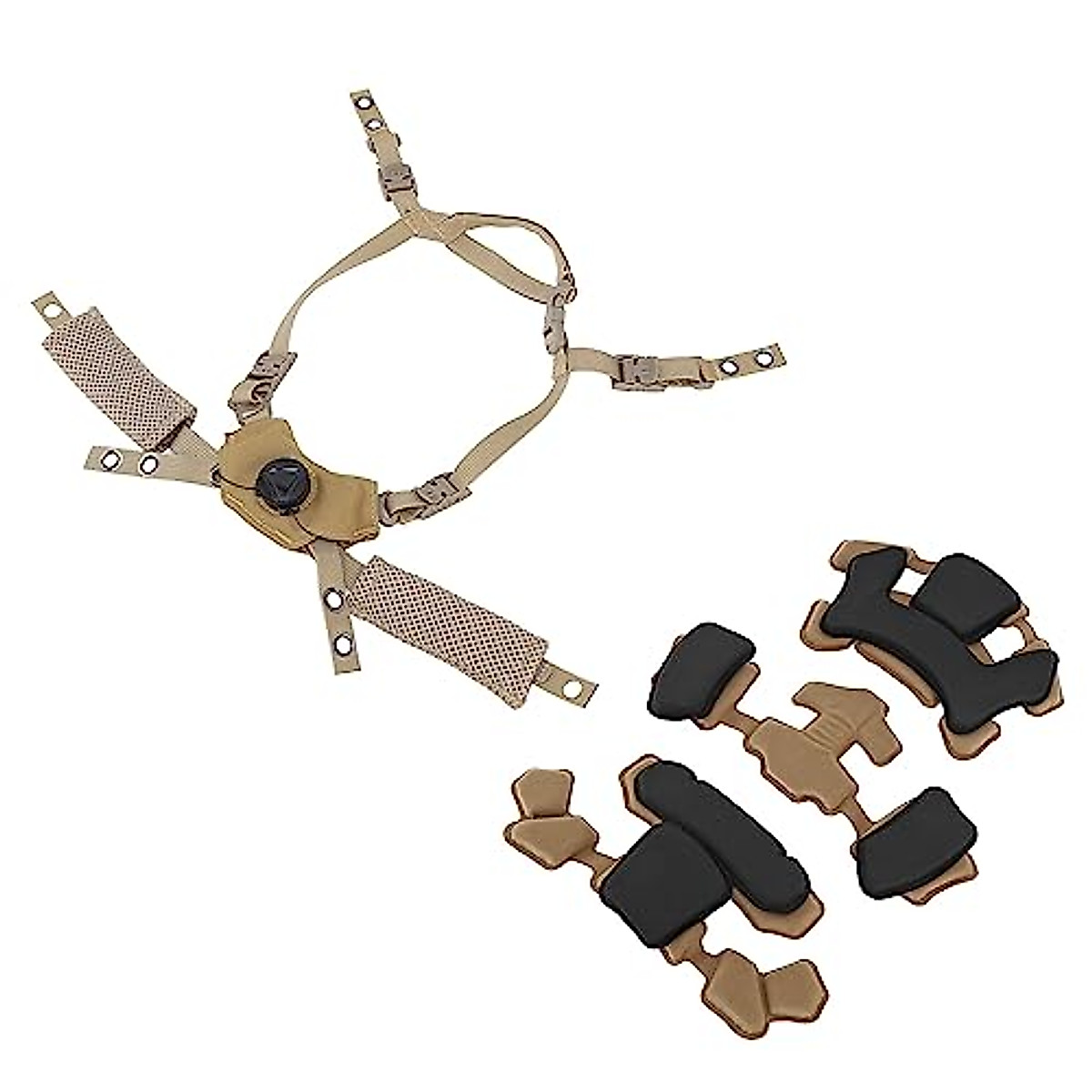 BROLEO Helmet Chinstrap Dial Hanging System, Easy to Install Exquisite Workmanship Portable Waist Helmet Padding Kit for MICH for Wendy (Mud Spongeand Suspension)