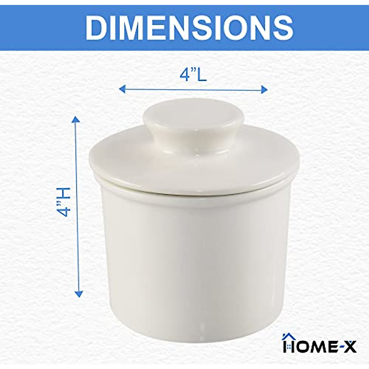 HOME-X Butter Crock, Stoneware Butter Container, Bell-Shaped Butter Keeper for Easily Spreadable Butter, 3 ¾" D x 3 ¾" H, White