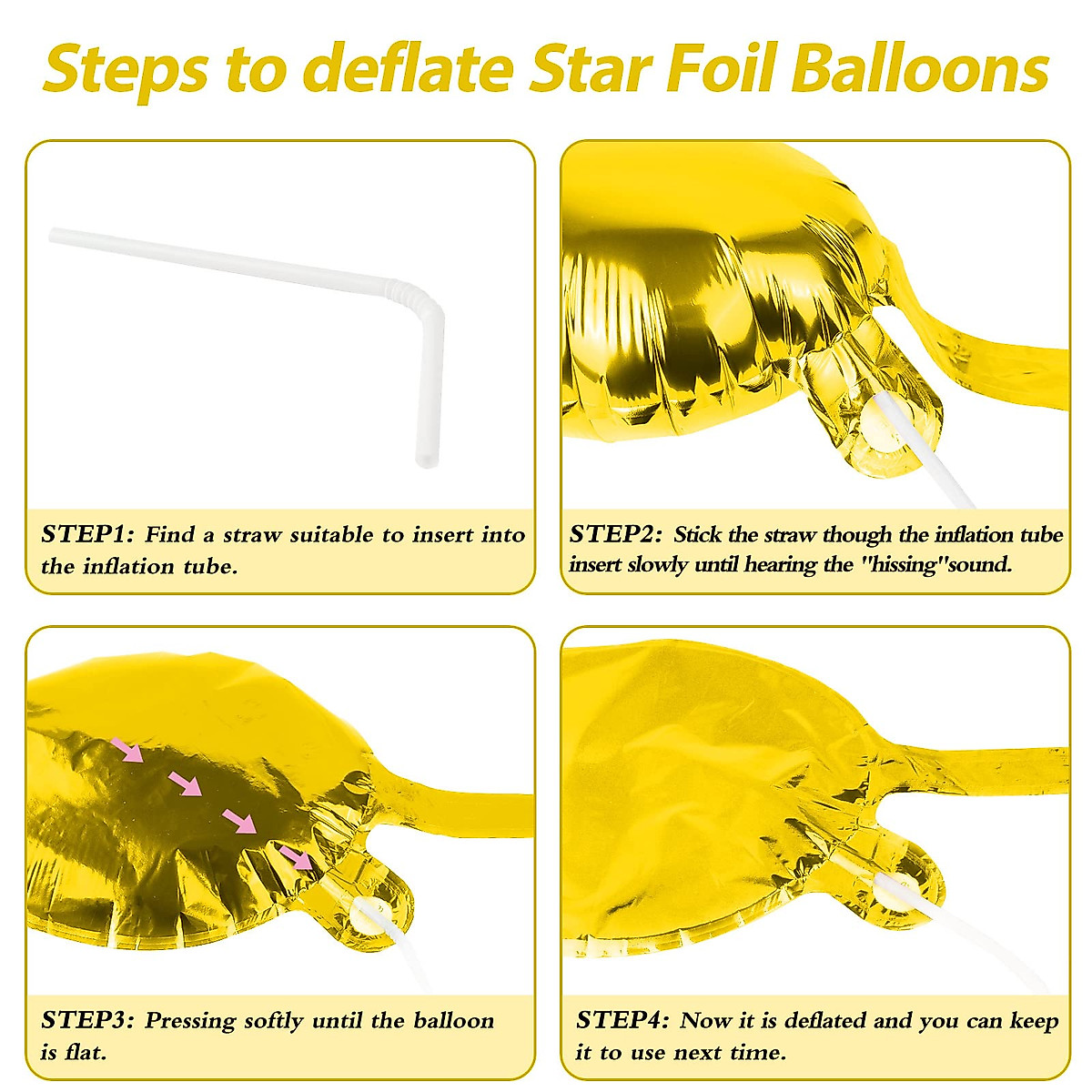 60 Pcs Gold Star Balloons Explosion 12 Point Foil Cone Balloons Magic Starburst Balloons Large for Wedding Anniversary Backdrop Birthday Party Decorations