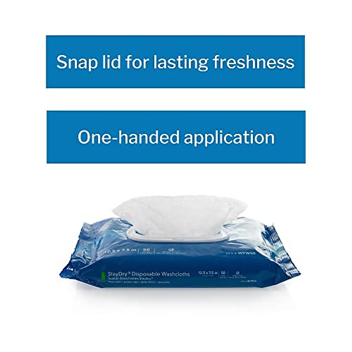 McKesson StayDry Disposable Wipes or Washcloths for Adults with Aloe, Incontinence, Alcohol-Free, Not-Flushable, 50 Wipes, 1 Pack