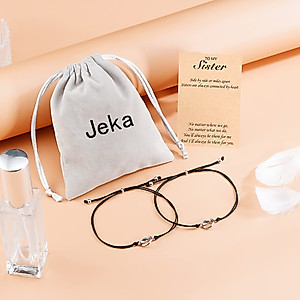 Jeka Sister Bracelets for 2, Sister Gifts from Sister, Matching Bracelets Best Friends Friendship Love Knot Distance Bracelet Birthday Gifts for 2 Younger Sister Teen Women