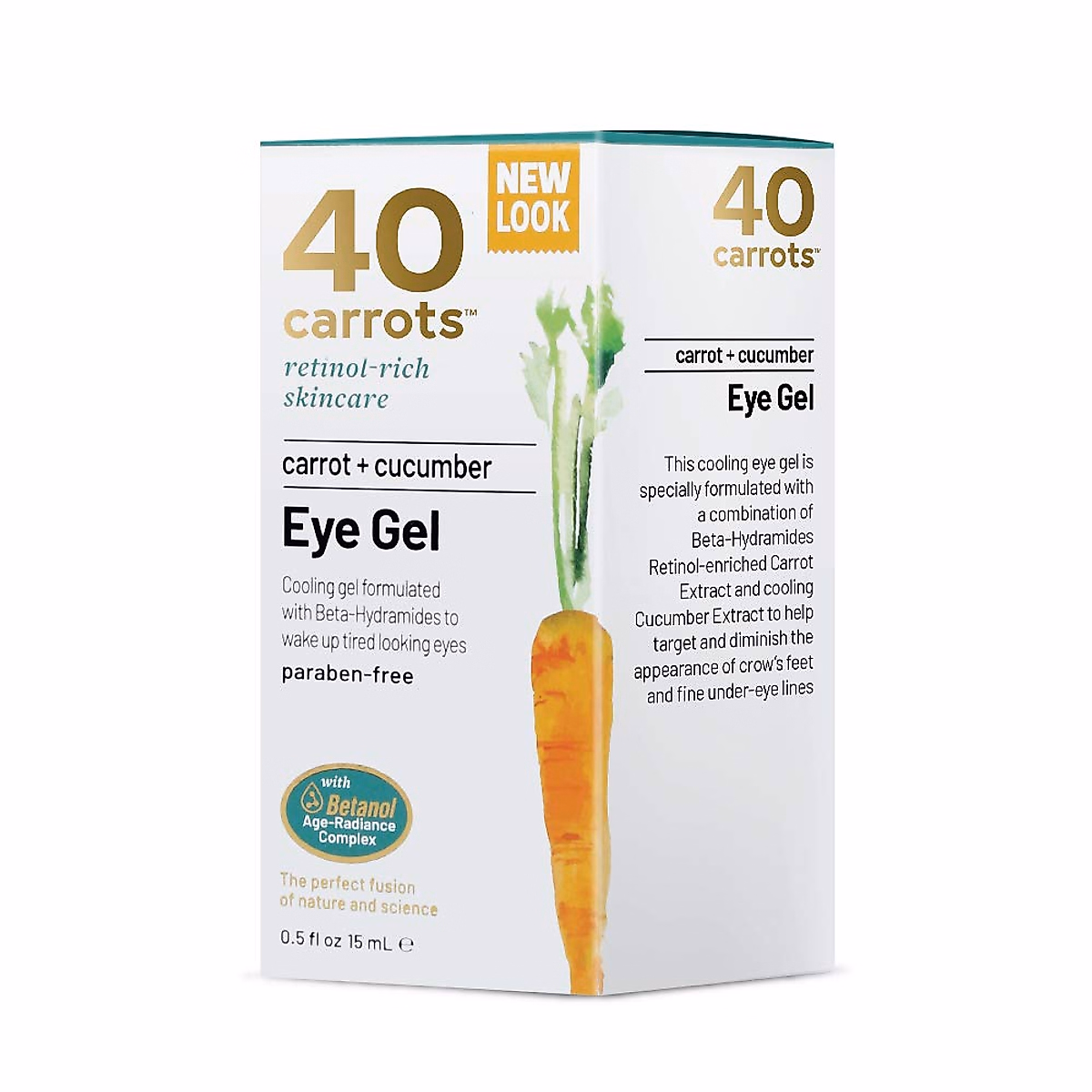 40 Carrots Carrot & Cucumber Eye Gel with Retinol for All Skin Types - Smooths Fine Lines & Reduces Wrinkles, Crow's Feet, Dark Circles, Under Eye Bags | Paraben Free (0.5 fl oz)