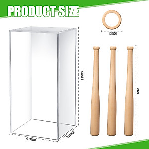 Mudder Baseball Display Case and Wood Stand Acrylic Baseball Holder Acrylic Box with Grass Pad for Ball Display Mini Wooden Bat Showcase Holders for Memorabilia Autograph Ball(1 Pack)