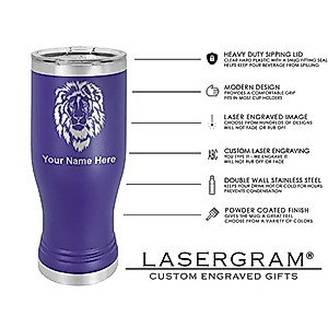 LaserGram 20oz Vacuum Insulated Pilsner Mug, Curling Figure, Personalized Engraving Included (Dark Purple)