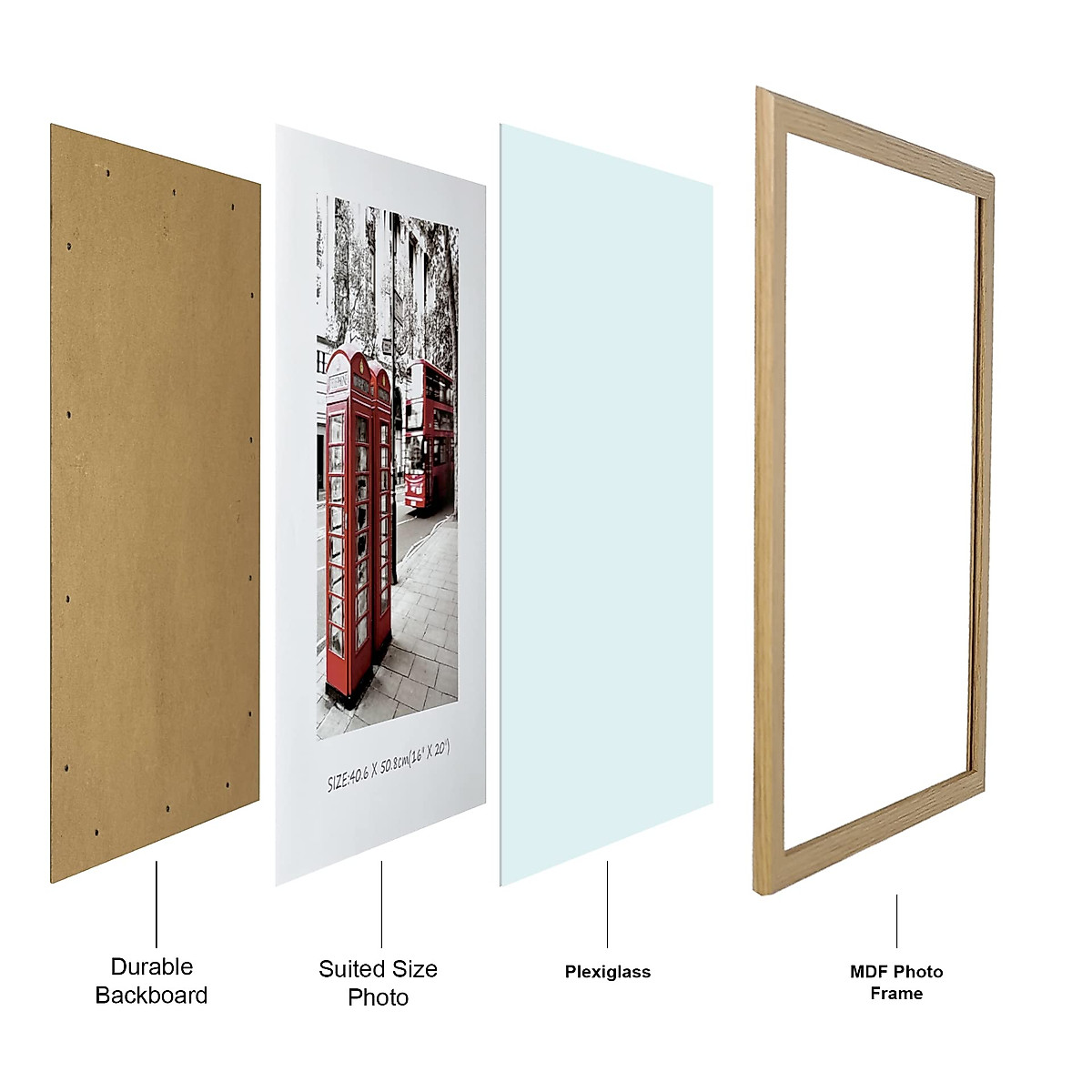 SEEDLING PHOTO FRAME 16x20 Frames Set of 3, 16x20 Picture Frames for Wall, Wooden Poster Frames with Plexiglass for Prints, Poster, and Art (Natural Wood)