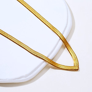 JECOMY Dainty Gold Layered Necklaces for Women 18K Gold Plated Stacked Herringbone Choker Necklace Coin Pendant Snake Chain Necklace Trendy Rope Paperclip Layering Necklace Set for Women