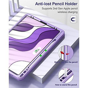 SURITCH for iPad Pro 6th/5th/4th/3rd Generation, iPad Pro 12.9 Case, [Built in Screen Protector] [Pencil Holder] Lightweight Leather Cover for iPad Pro 2022/2021/2020/2018-Purple