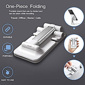 Cell Phone Stand, Height Angle Adjustable Phone Stand for Desk, Desktop Mobile Phone Tablet Holder, Cradle, Dock, Compatible with All Mobile Phones, iPhone, iPad, Samsung, Android Smartphone, Black