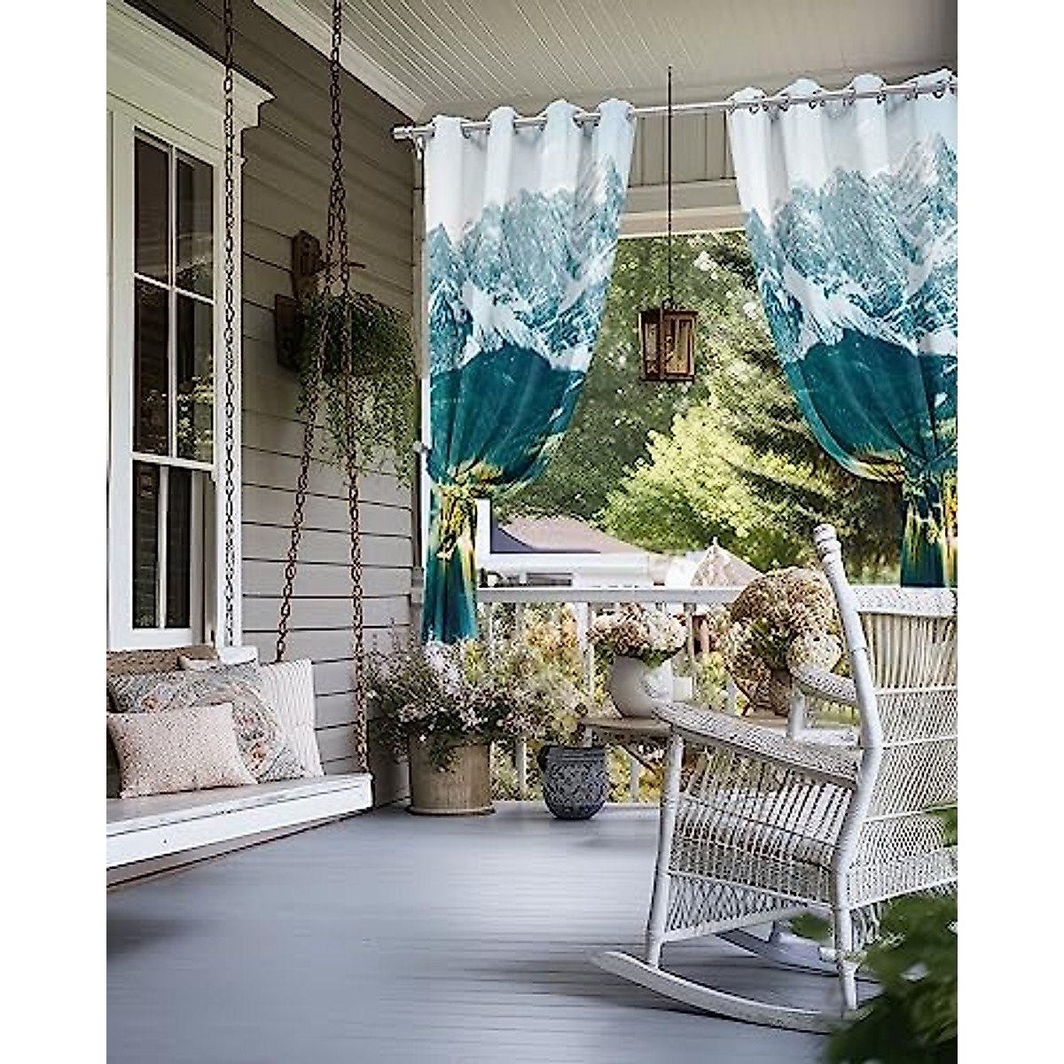 Outdoor Curtains for Patio 2 Panels Set Park Lake Forest Natural Scenery under the Sun Waterproof Privacy Outside Curtain Sun Blocking Grommet Drapes for Porch Gazebo Pergolas Balcony 52x108 Inch