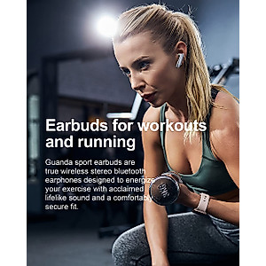 GUANDA TECHNOLOGIES CO., LTTrue Wireless Stereo Bluetooth Earbuds with Charging Case, Bluetooth 5.0 in-Ear Stereo Headphones, Built-in Mic, Premium Sound Earphones, Deep Bass, HiFi Audio, Sports White