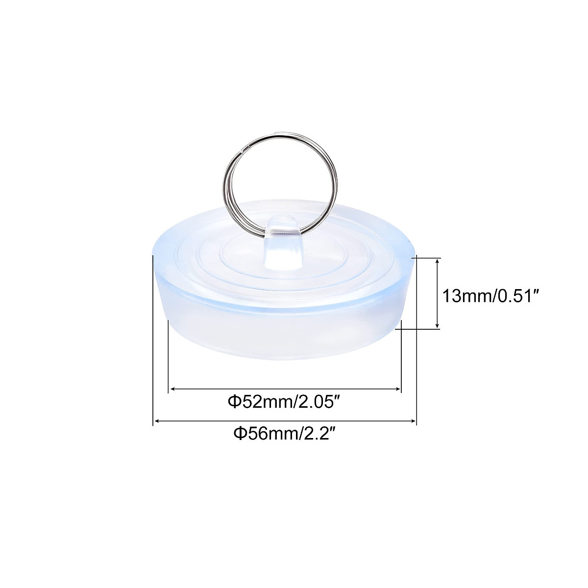 uxcell Rubber Sink Plug, Clear Drain Stopper Fit 2-1/8" to 2-3/16" Drain with Hanging Ring for Bathtub Kitchen and Bathroom
