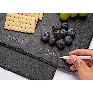 WLWNWFT 2 Pcs 16x12in Large Slate Cheese Boards Slate Board for Meat Cheese Appetizers, Slate Cheese Tray Serving Plate Tray Serving Stone Board Slate Platter with 2 Chalks for Christmas Housewarming