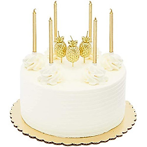 Pineapple Cake Toppers, Thin Candles, Birthday Party Supplies (Gold, 30 Pieces)