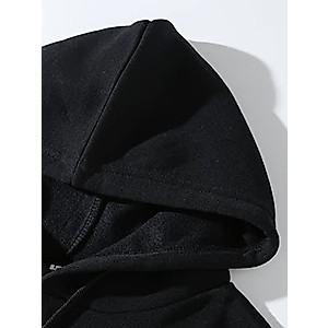 Floerns Men's Casual Drawstring Hoodie Long Sleeve Pullover Tops Sweatshirt Black L