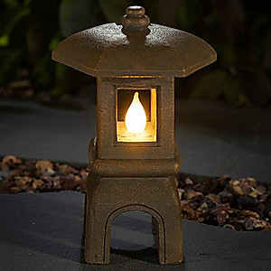 VP Home Pagoda Garden Statues Outdoor, Solar Powered Statue Japanese Garden Decor, Outdoor Zen Garden Lantern, Flickering LED Garden Light (Serenity Zen Pagoda)