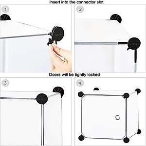 C&AHOME Cube Storage with Doors, 9 Cubes Storage Organizer, Plastic Closet Cabinet, Modular Book Shelf Units, Storage Shelves, Ideal for Office, Home, 36.6”L x 12.4”W x 36.6”H Translucent White