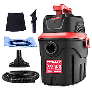 ECOMAX Small Shop Vacuum Wet/Dry 3 Gallon, 3 Peak HP, Small Shop Wet Dry Vac, 3-in-1 Mini Shop Vacuum with Blower Function, with Air Flow 80CFM, for Home, Car Detailing, Workshop, EM18910P-3