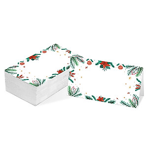 Table Place Card, Christmas Themed Tent Style Cards, Pack of 25 Half-Fold Reception Place Card, Perfect for Christmas Party, Birthday, Wedding, Bridal Shower, Baby Shower, Banquet C18
