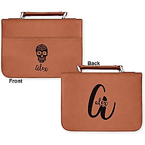 Sugar Skulls & Flowers Leatherette Bible Cover with Handle & Zipper - Small - Double Sided (Personalized)