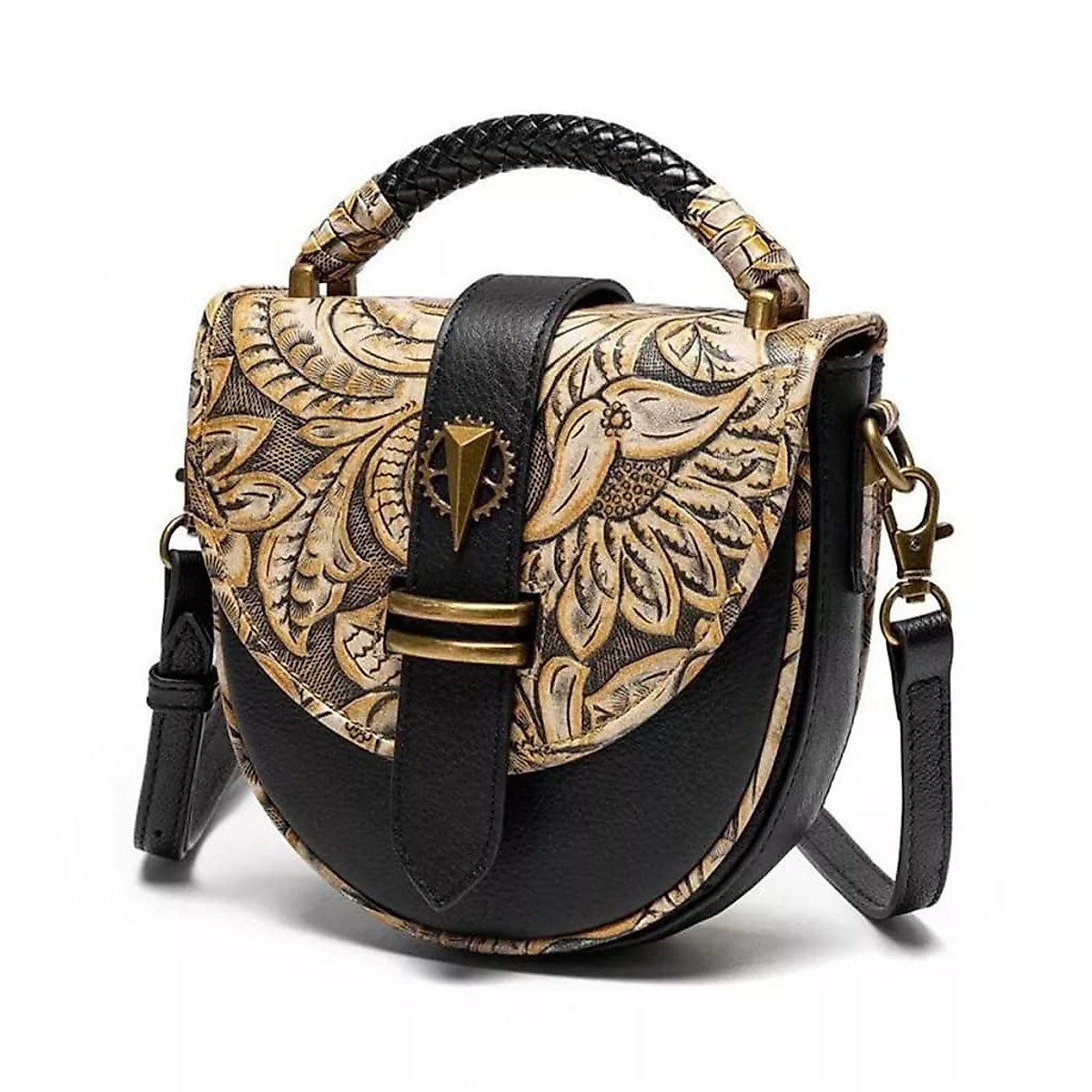 YQBUER Vintage Shoulder Messenger Bag Leather Embossed European and American Handbags (Size : 20cm-18cm-7cm)