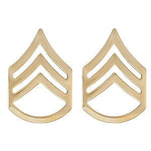 U.S. Army Metal Pin On Enlisted Rank NON-SUBDUED (SHINY) - 1 PAIR (E6 SSG)