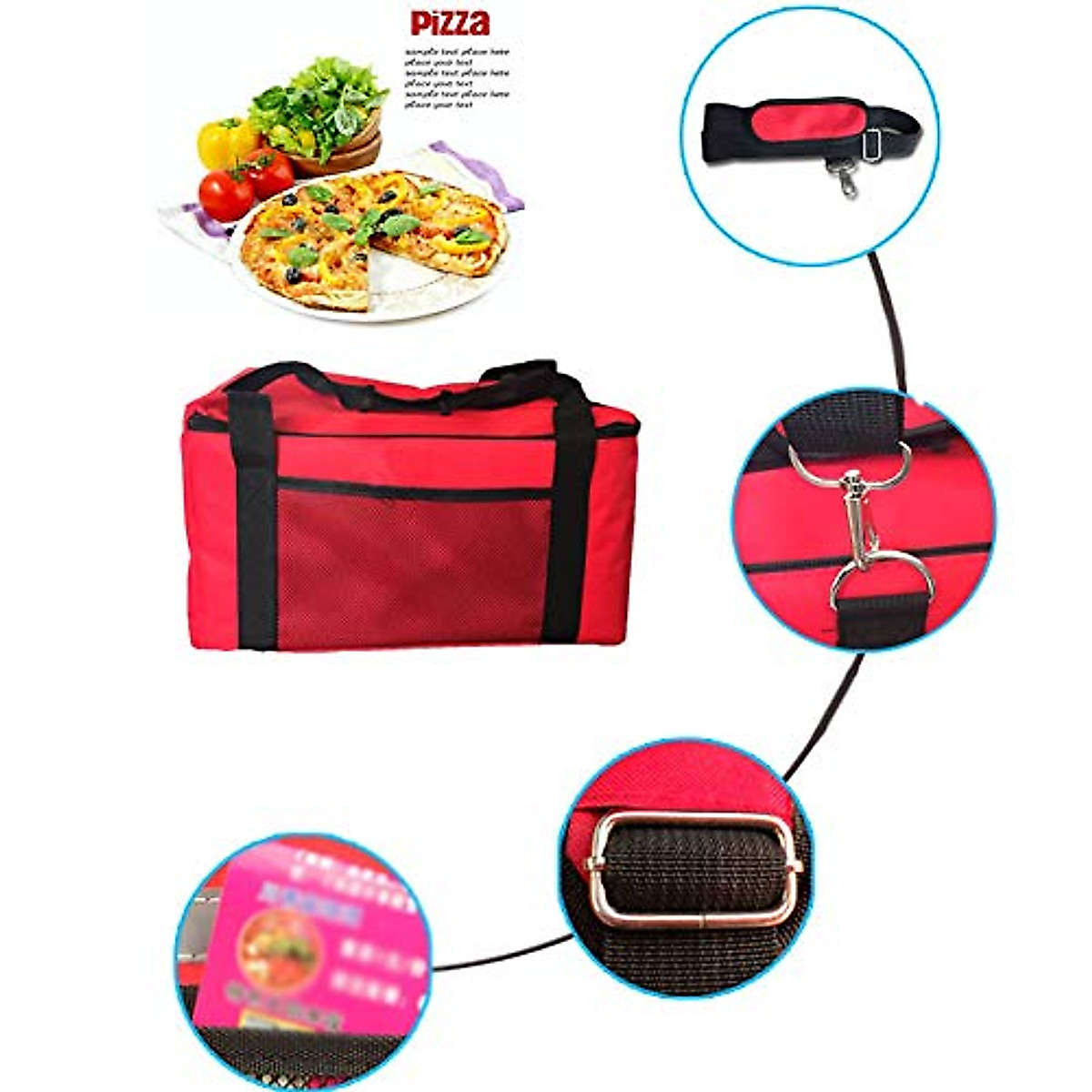 16 Inch Pizza Bag, Extra Large Insulated Food Delivery Bags for Pizza Take Away Food Bag