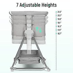 Cowiewie Baby Bassinet, Beside Sleeper for Baby Easy Folding Bedside Bassinet with Storage Basket and Wheels to Reduce Mom's Fatigue (Dark Grey) 2023 New