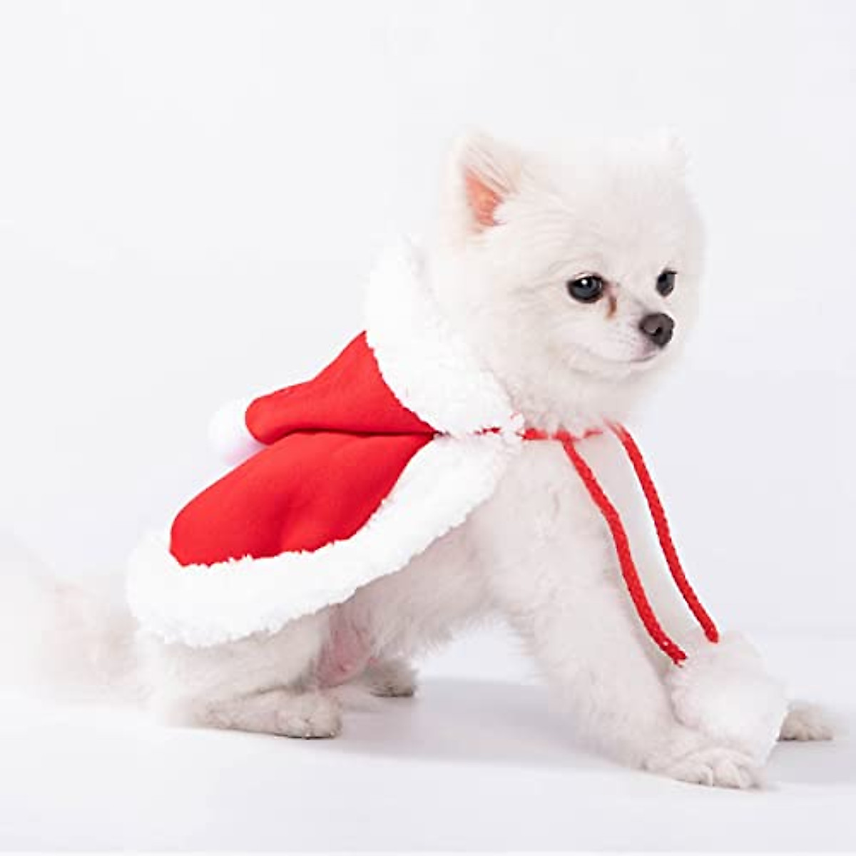 Pet Christmas Costume, Dog Cat Cape with Hat Santa Claus Cloak, Christmas Outfits Costume for Cats and Small Dogs Red(Large)