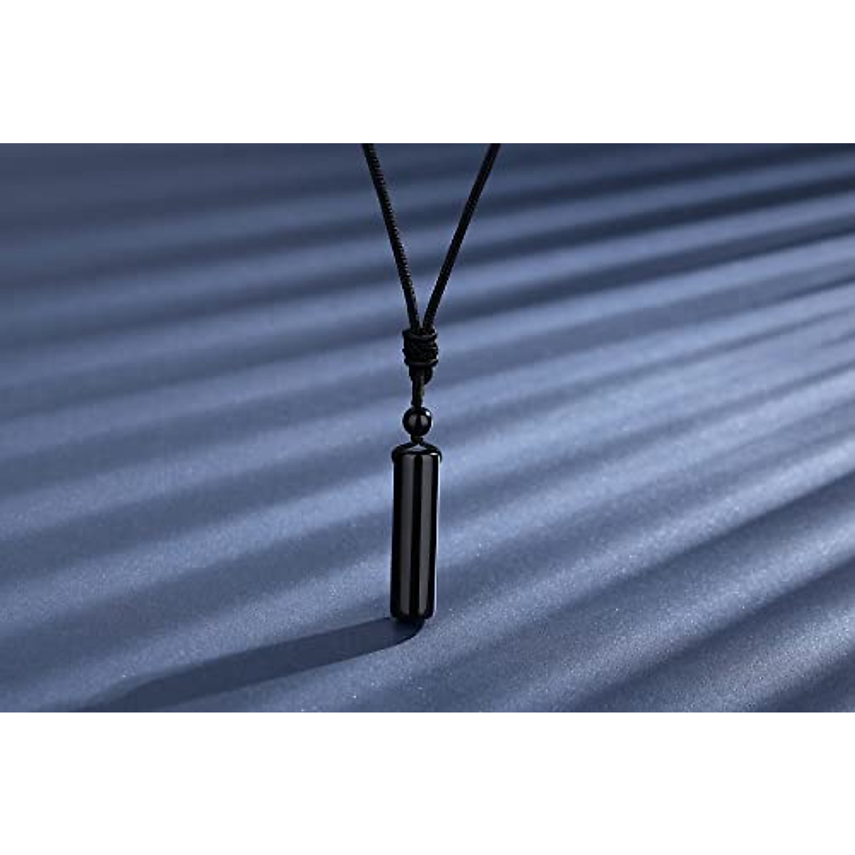 YATOJUZI Obsidian Crystal Necklace Cylindrical Pendant Necklaces Adjustable Rope Healing Crystals Stone Natural Gemstone Necklace Reiki Enger Quartz Jewelry for Women Men