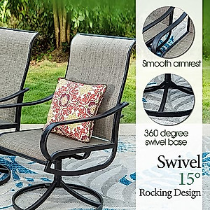 Sophia & William Patio Dining Set 7 Pieces Outdoor Patio Set for 6, Swivel Chairs Textilene and Metal Dining Table Patio Furniture All Weather for Lawn Garden Backyard Pool