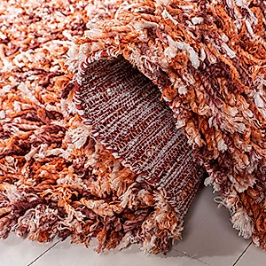 SAFAVIEH Rio Shag Collection 3' x 5' Rust / Ivory SG960P Handmade 1-inch Thick Area Rug