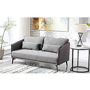 COSVALVE Grey Loveseat 59 inch Upholstered Couch, Small Spaces Modern 2-seat Sofa Fabric LoveSeat Grey Furniture for Living Room Bedroom Office Small Apartment,Metal Leg Loading 880LB