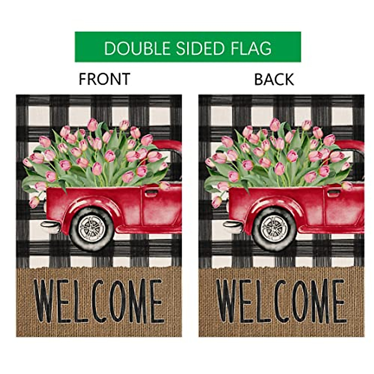 Spring Garden Flag 12x18 Vertical Double Sided Burlap Easter Tulip Farmhouse Yard Outdoor Decoration 12 x 18 Inches