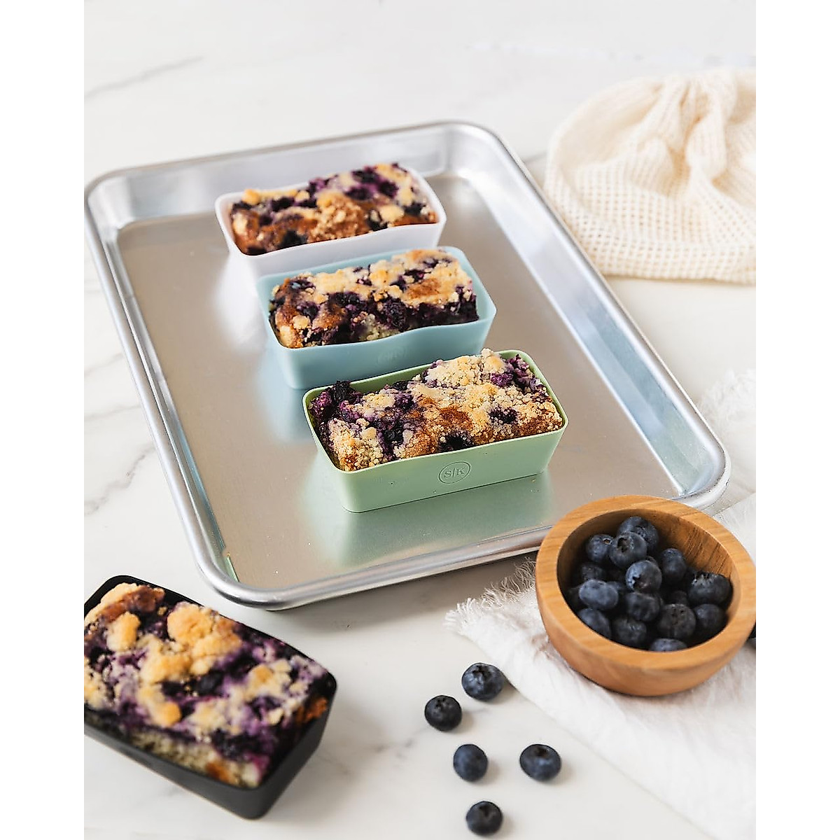 The Silicone Kitchen Reusable Silicone Bento Baking Cup, Non-Toxic, BPA Free, Dishwasher Safe Bento Box Accessories Lunch Box Dividers, Square and Rectangle, 24 Pack, Blue, White, Green