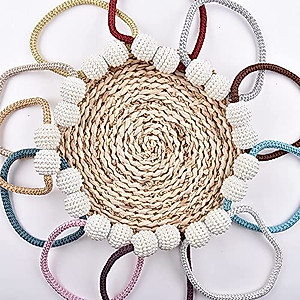 YangMeng Window Strong Magnetic Curtain Tiebacks Outdoor Curtain tiebacks for Patio- Pearl Ball Tie Backs for Curtains Thin or Thick Home&Office Window Draperies (F, 2PC)