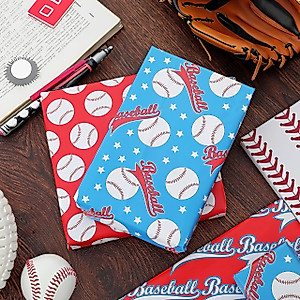 Dtiafu Baseball Wrapping Paper -12 Sheet Gift Wrapping Paper Folded Wrap 20'' x 27.5'' Sport Party Favor for Men Baseball Birthday Party Holiday