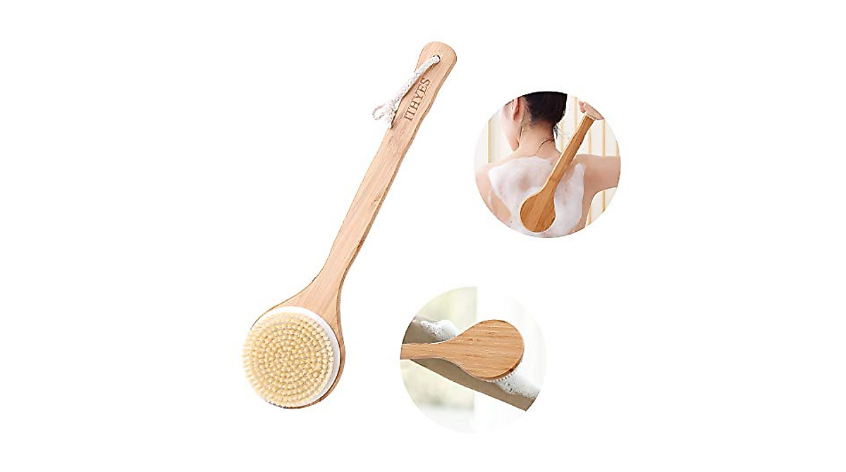Ithyes Body Brush Dry Brushing Back Scrubber Shower Bath Brush Bamboo ...