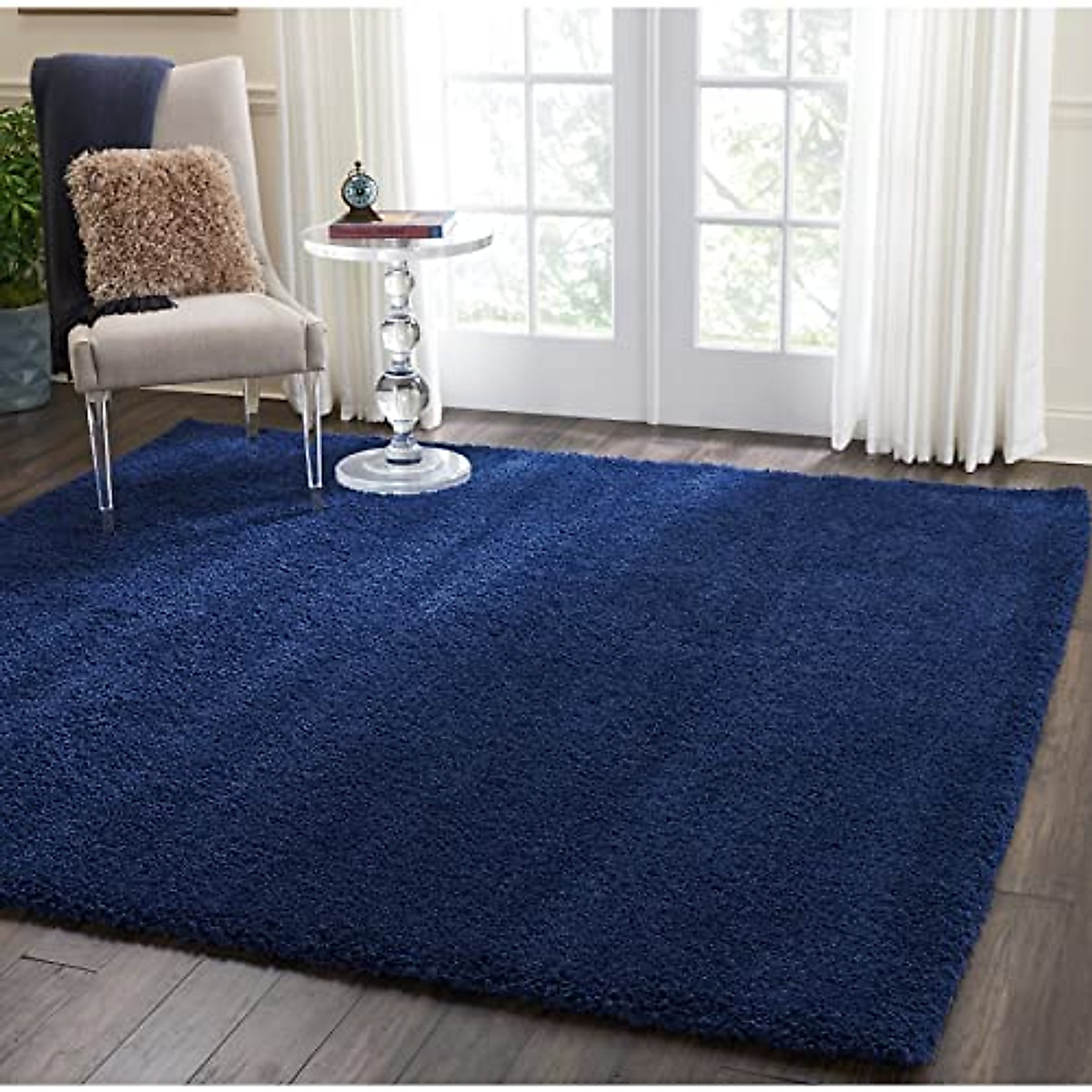 Nourison Malibu Shag Solid Ivory 2'6" x 4' Area-Rug, Easy-Cleaning, Non Shedding, Bed Room, Living Room, Dining Room, Kitchen (3x4)