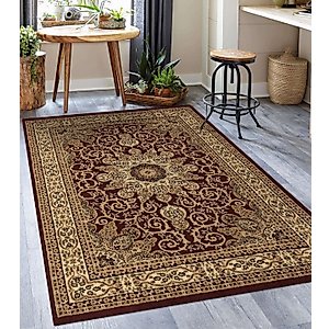 LUXE WEAVERS Oriental Floral Medallion Burgundy 5x7 Area Rug