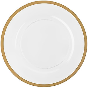 Elegant Gold Rimmed Plastic Charger Plates - 13" (Pack of 4) - Elegant & Durable for Entertaining, Dining, and Decor