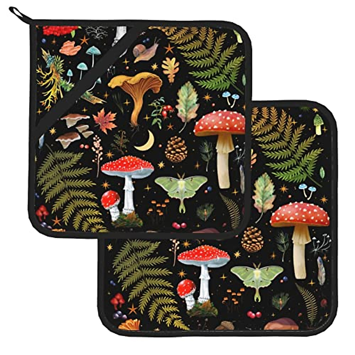 Mushroom Pot Holders Sets, Kitchen Potholders for Cooking Baking BBQ Grilling (2-Piece Sets)