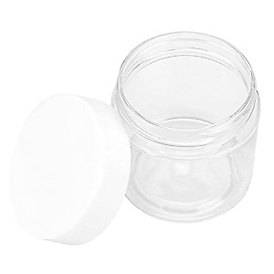 NINGWAAN 60 PACK 2oz Plastic Containers Jars with White Lids, 60ml Clear Containers, Wide-Mouth Mini Refillable Empty Jars for DIY, Beads, Art Crafts